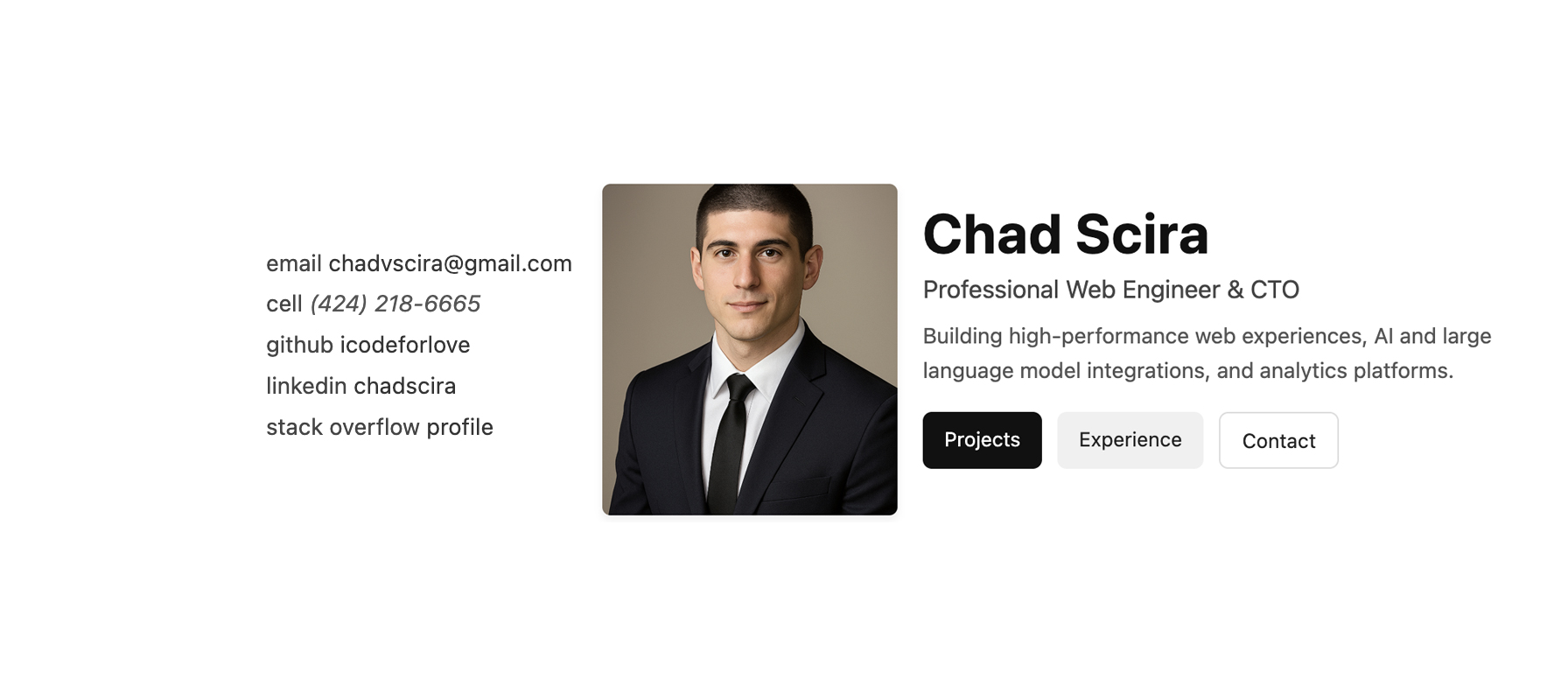Chad Scira - Professional Web Engineer & CTO